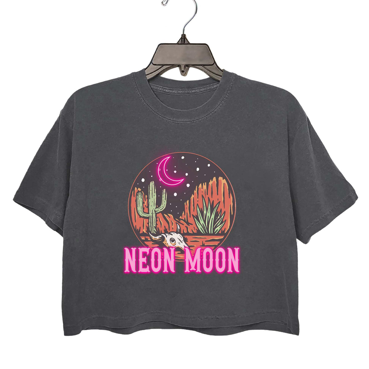Retro Neon Moon Western Crop Top For Women – Fancyytee.com
