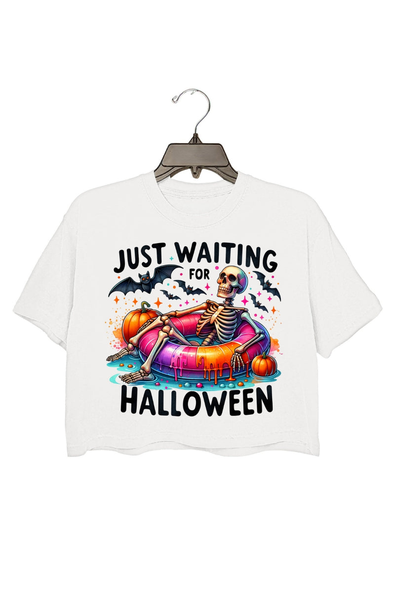Just Waiting for Halloween Swimming Pool Crop Top For Women – Fancyytee.com