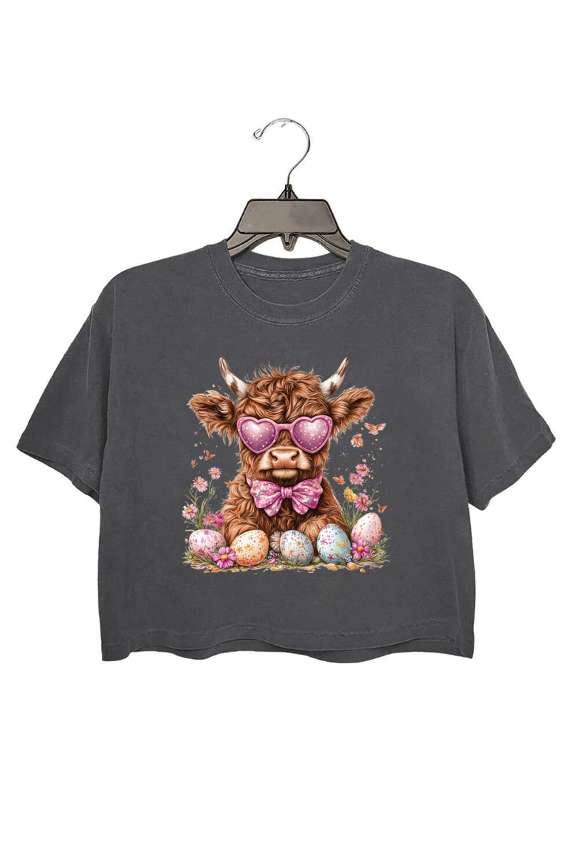 Easter Day Highland Cow Crop Top For Women – Fancyytee.com