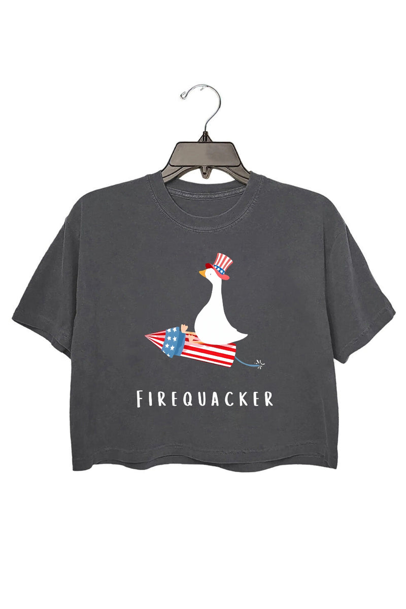 Firequacker Goose 4th Of July Crop Top For Women – Fancyytee.com