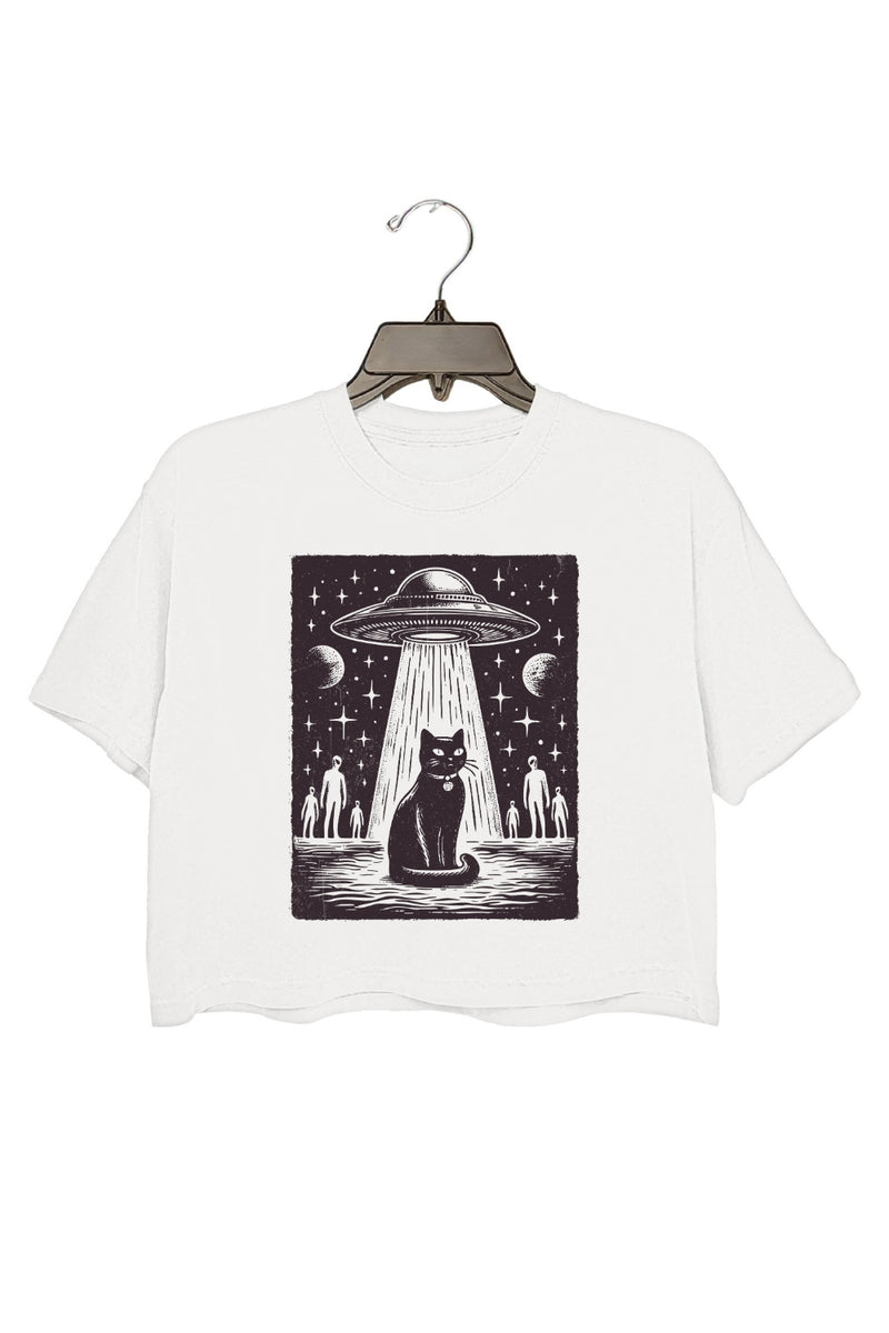 Retro Space UFO Cat Crop Top For Women – Fancyytee.com